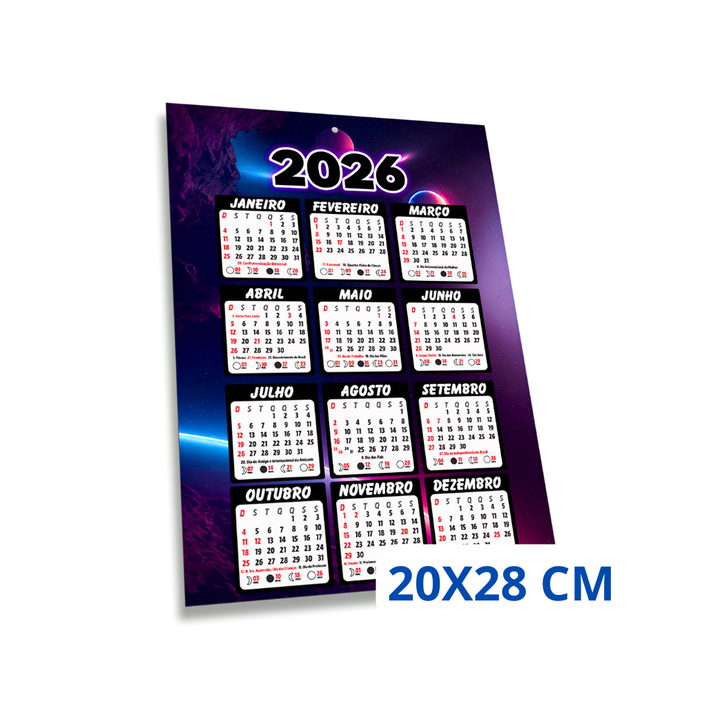 Calendário de Parede Couchê 250g | Com Furo | Juiz de Fora