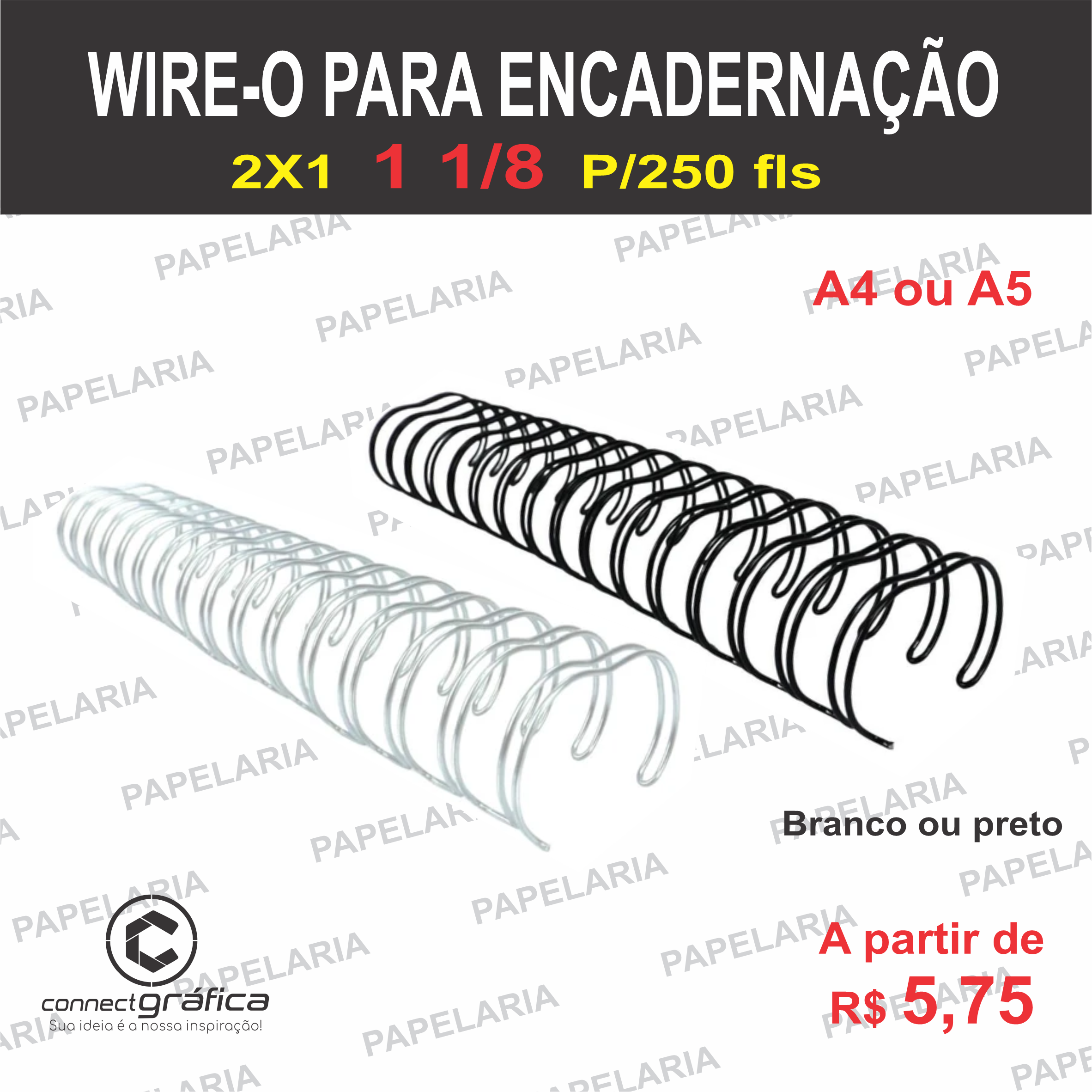 WIRE-O PARA ENCADERNAÇÃO 1 1/8 A5 A5 1 1/8 P/250 fls - Connect Gráfica ...