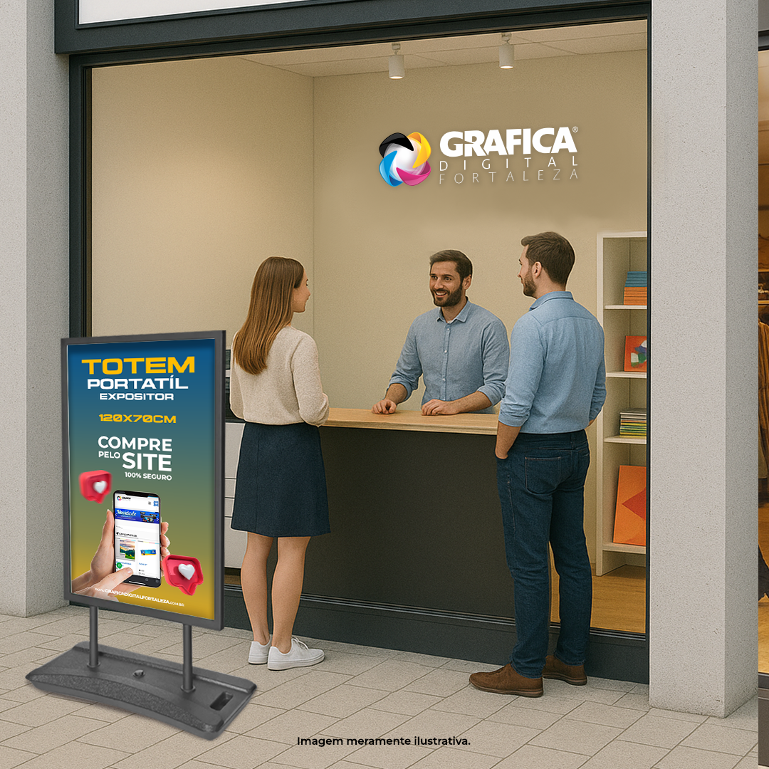 Totem Portátil Expositor Dupla Face 120x70 Display Tam. 120x70cm ...