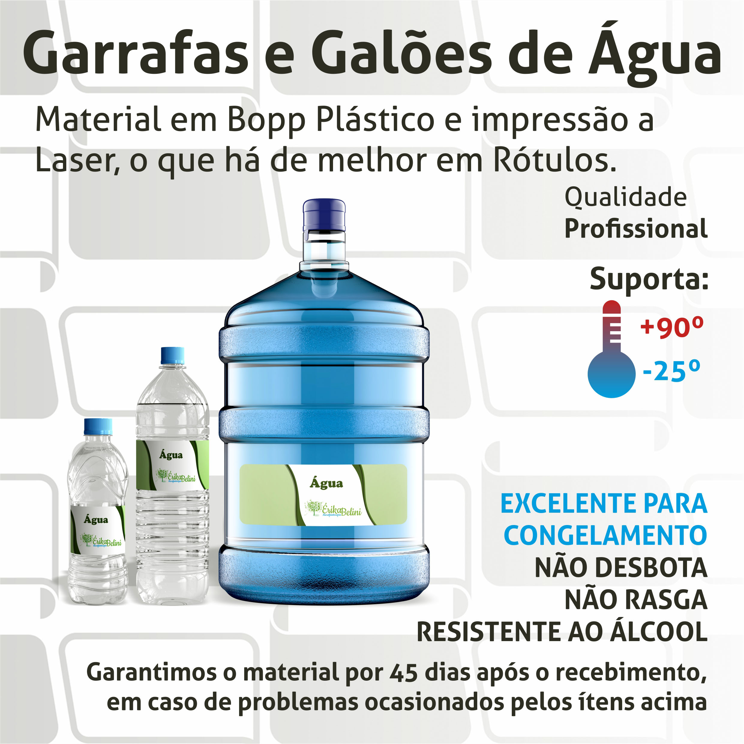 Rótulos Adesivos ou Etiquetas Personalizadas Garrafas e Galões de Água ...