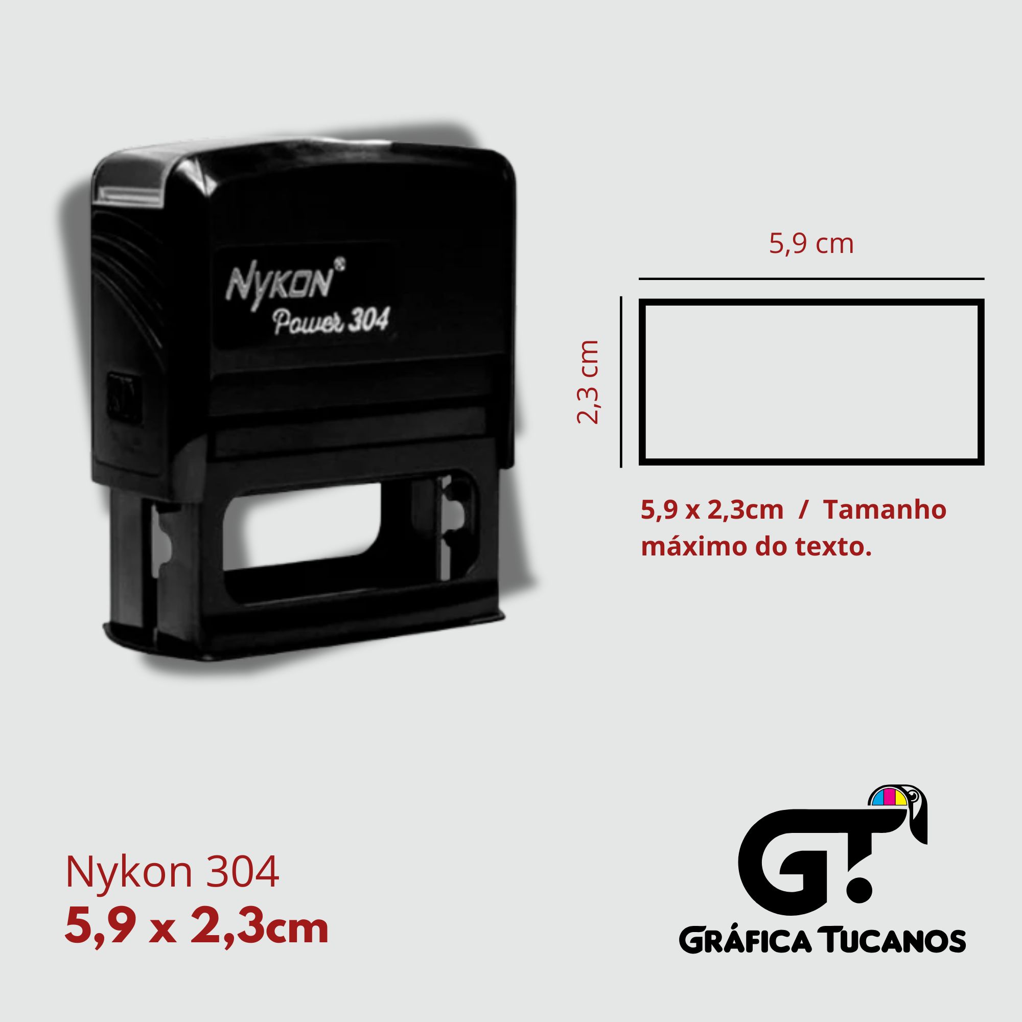 CARIMBO NYKON 304 - AUTOMATICO 5,9 X 2,3 - TUCANOS GRAFICA RAPIDA LTDA